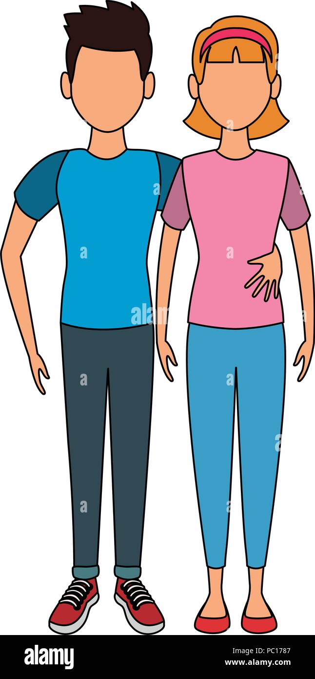 Young couple cartoon vector illustration graphic design Stock Vector ...