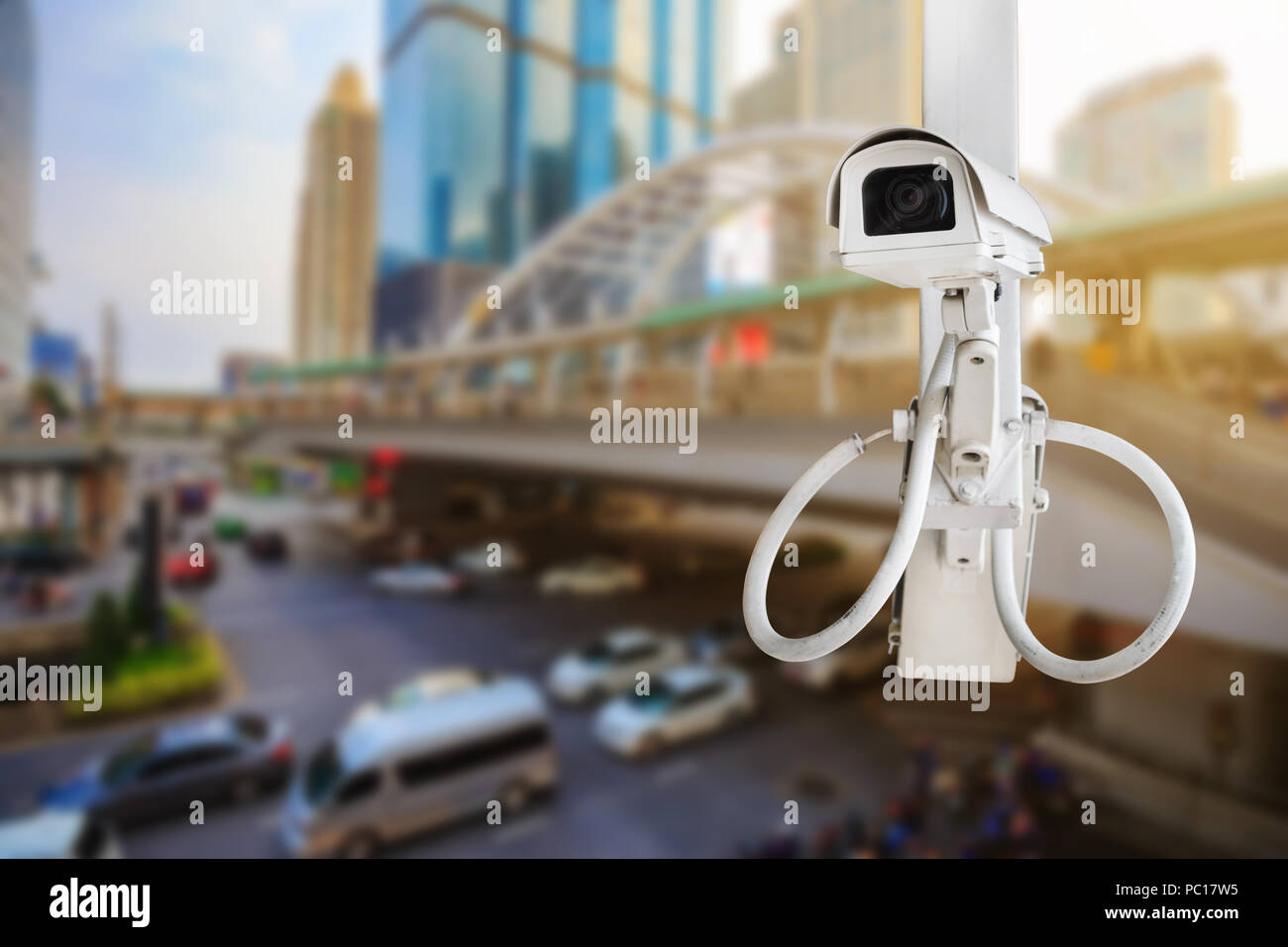 traffic security camera surveillance (CCTV) on road in the city Stock ...