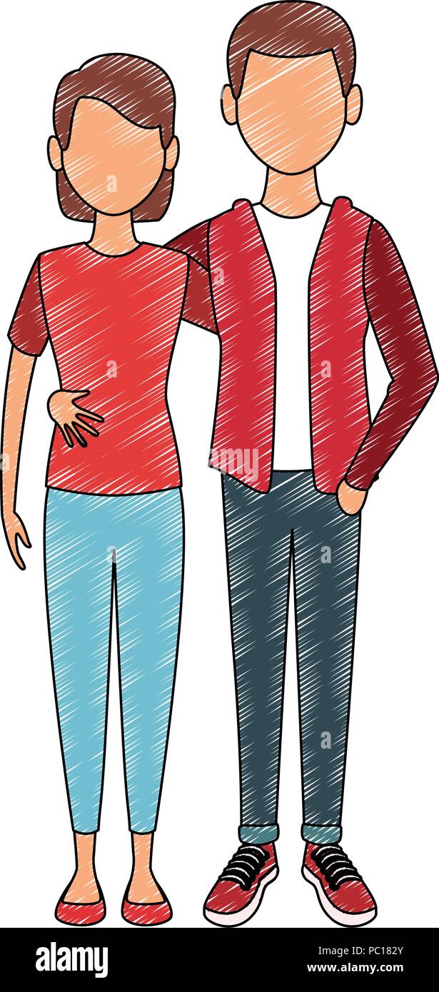 Young couple cartoon vector illustration graphic design Stock Vector ...
