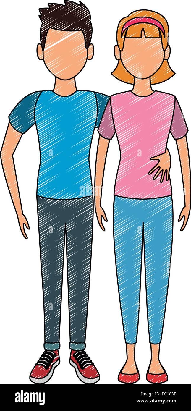 Young couple cartoon vector illustration graphic design Stock Vector ...