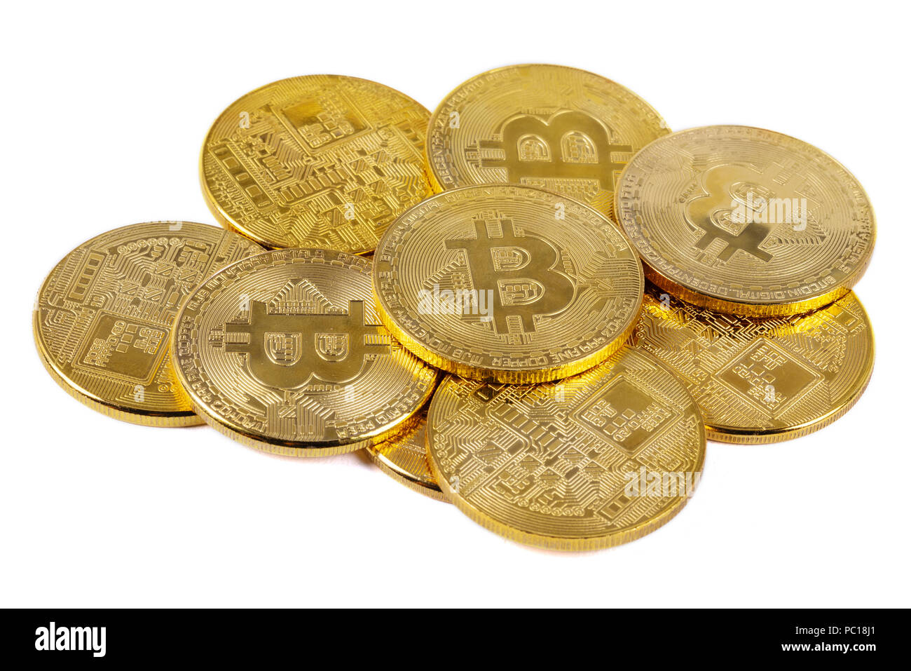 Golden bitcoin stack on Cut Out Stock Images & Pictures - Alamy