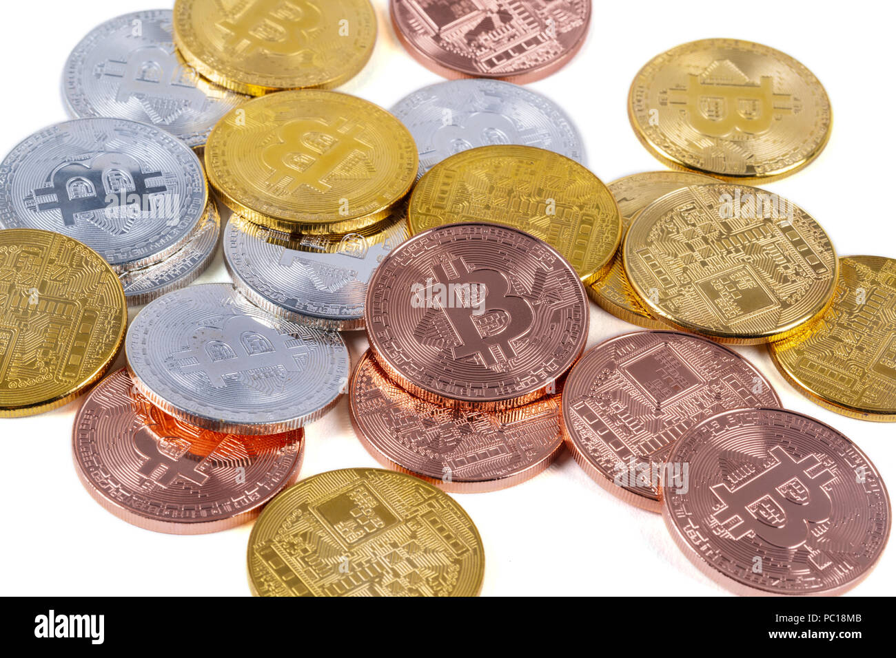 pile of bicoin isolated on a white background Stock Photo - Alamy