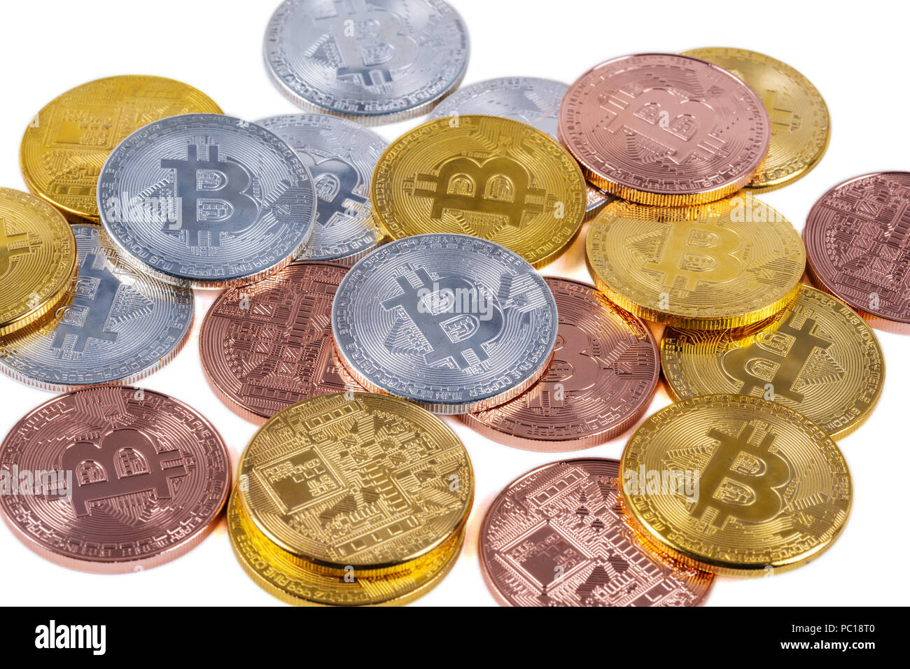 pile of bicoin isolated on a white background Stock Photo - Alamy