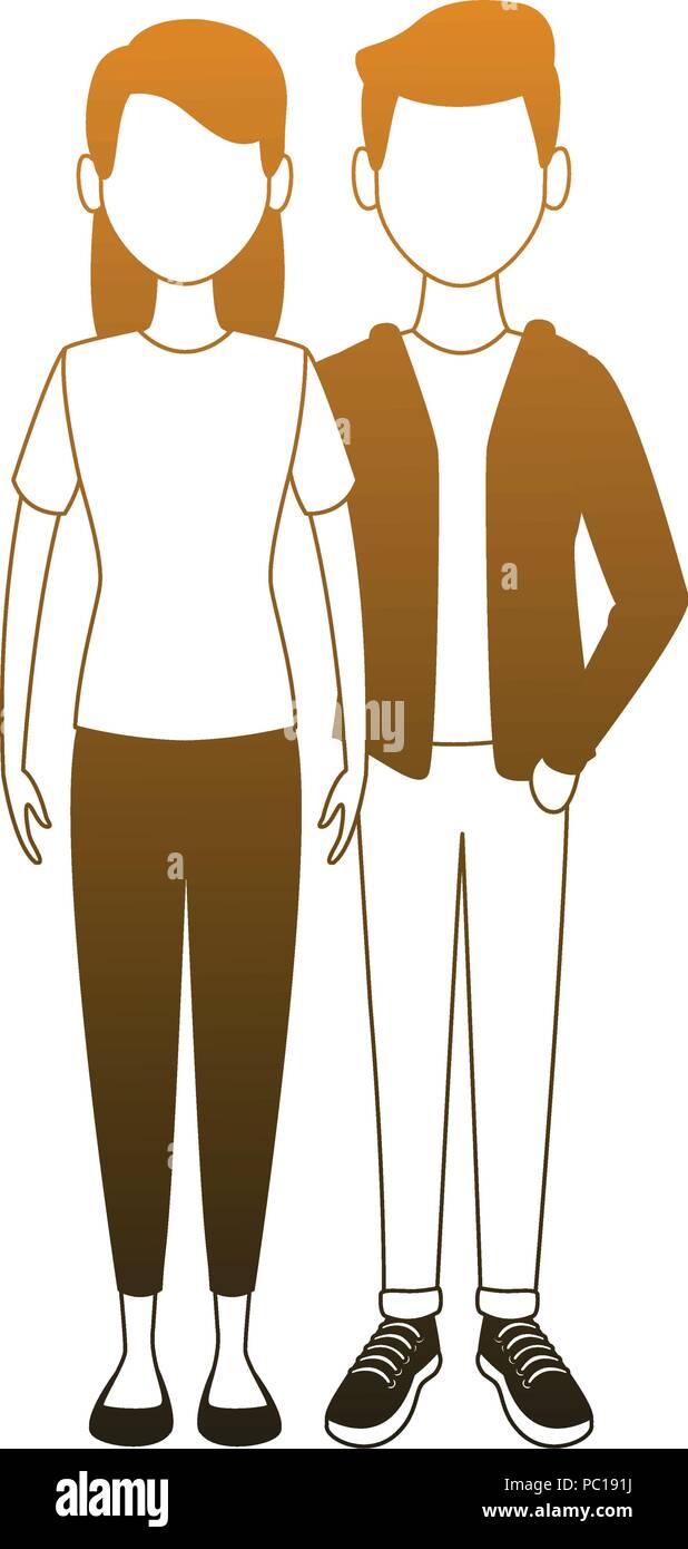 Young couple cartoon vector illustration graphic design Stock Vector ...