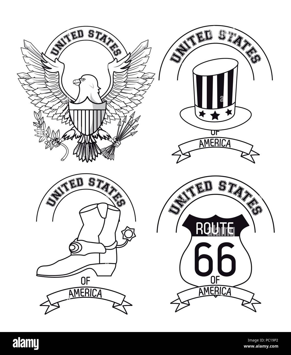 Set of USA emblems Stock Vector Image & Art - Alamy