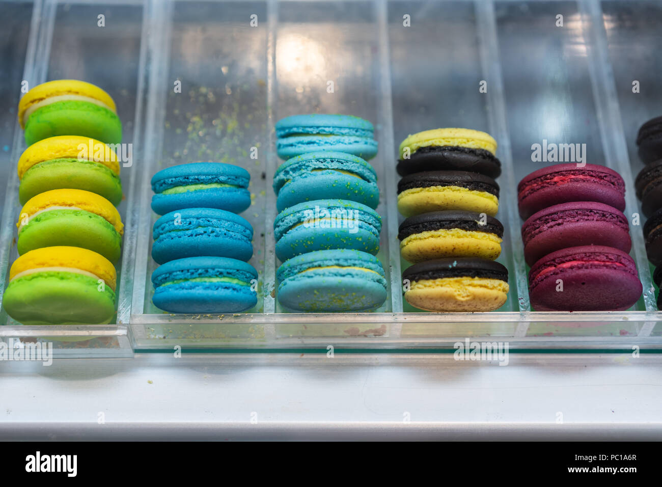 colorful cake macaron or sweet macaroons in store Stock Photo - Alamy