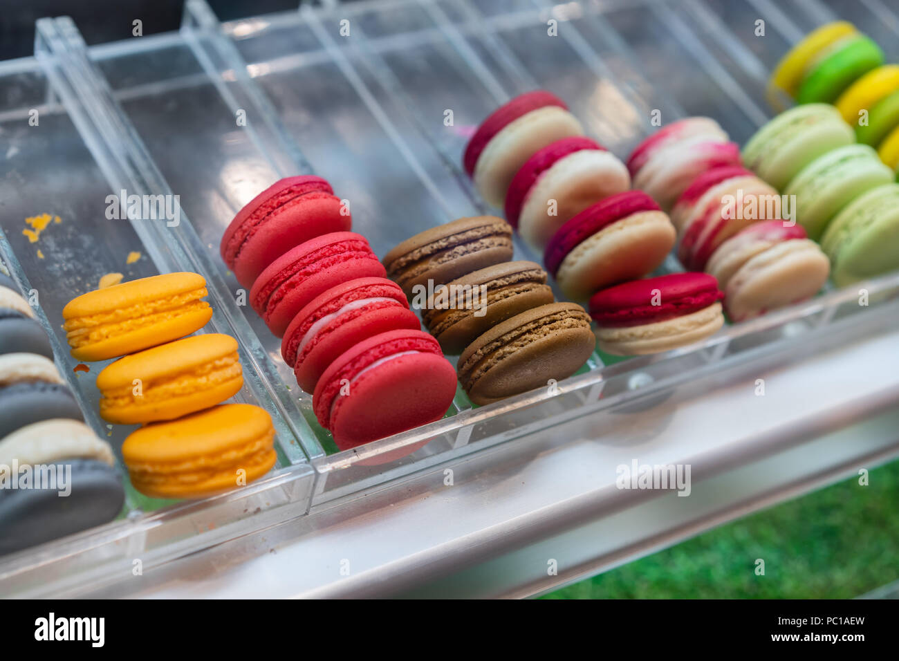 colorful cake macaron or sweet macaroons in store Stock Photo - Alamy