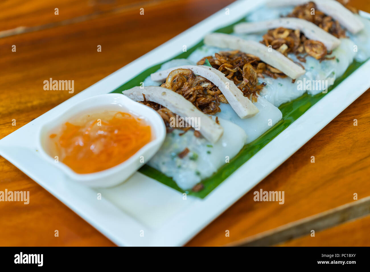 Vietnamese steamed rice-skin dumplings on plate Stock Photo - Alamy