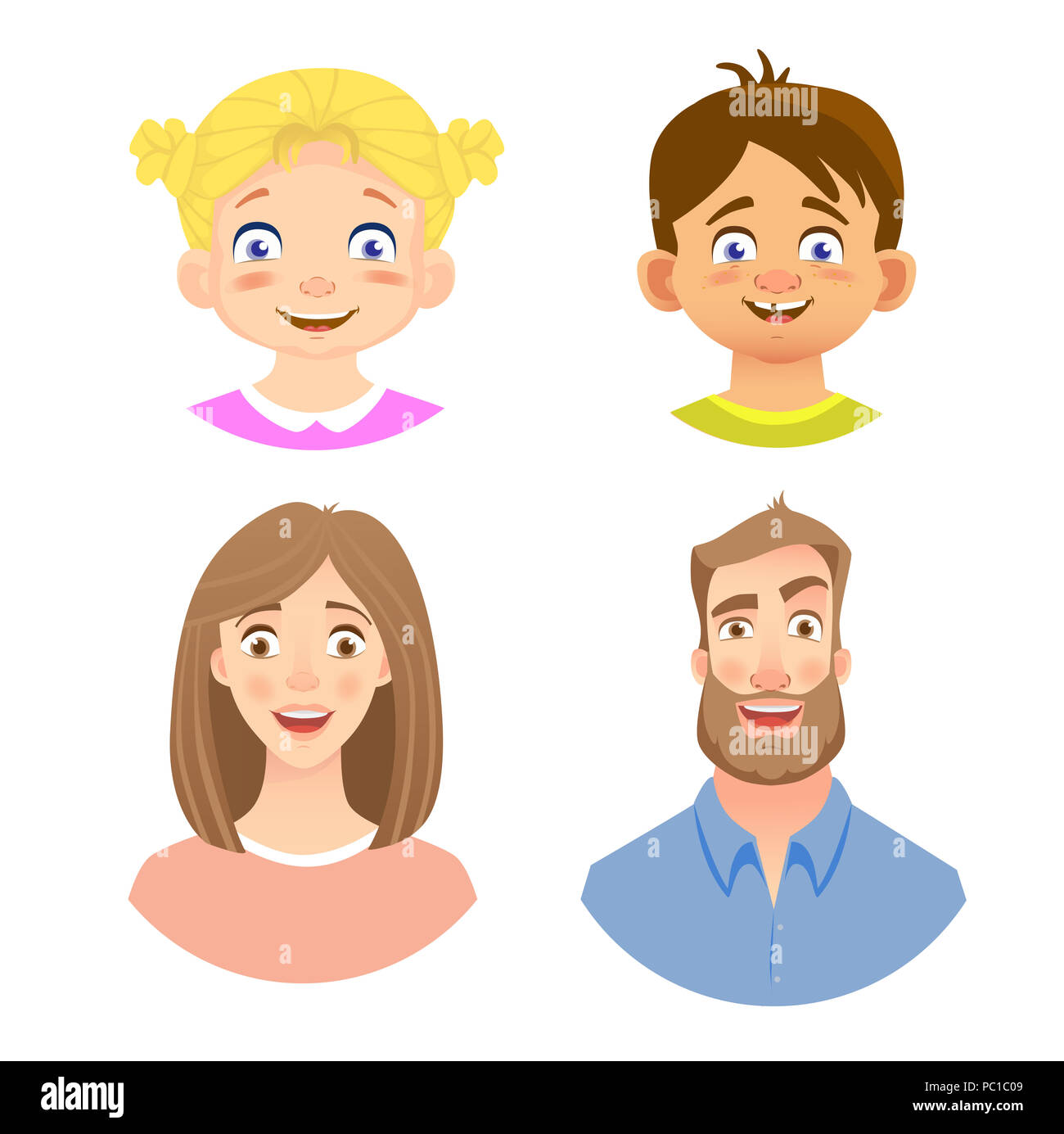 Emotions of human face. Set of avatars with different emotions ...