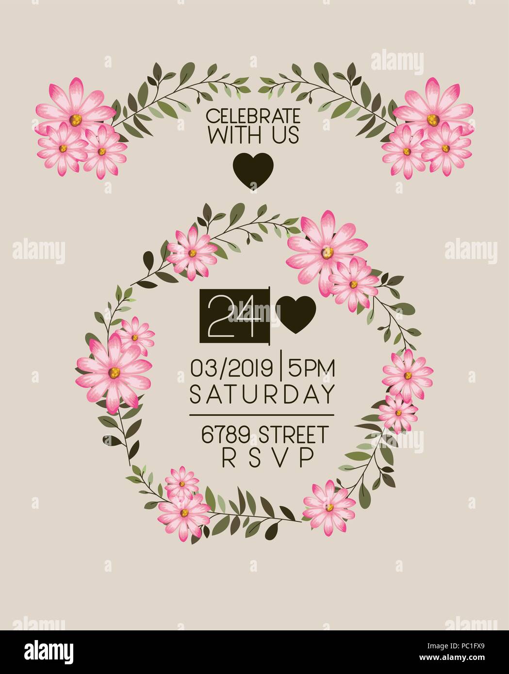 celebrate with us card floral crown Stock Vector Image & Art - Alamy
