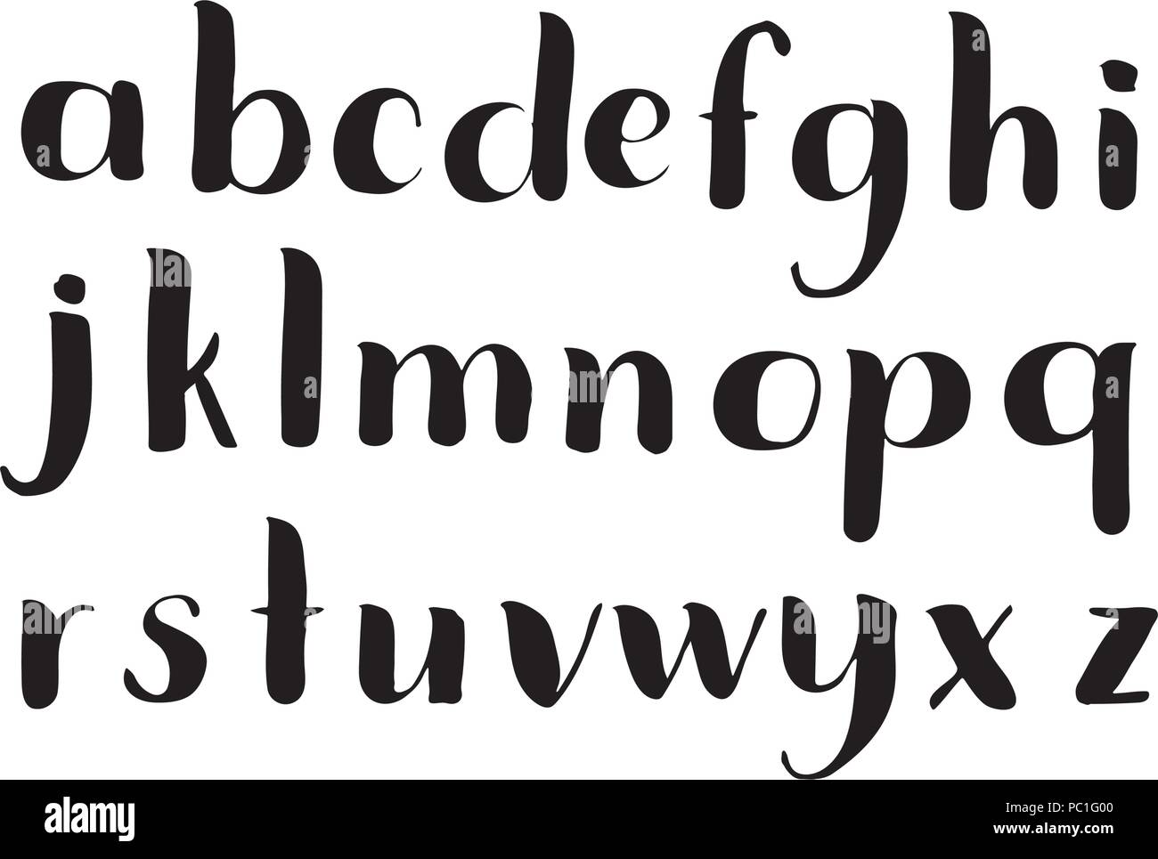 Handwritten lettering vector font aphabet black on white backgroung ...