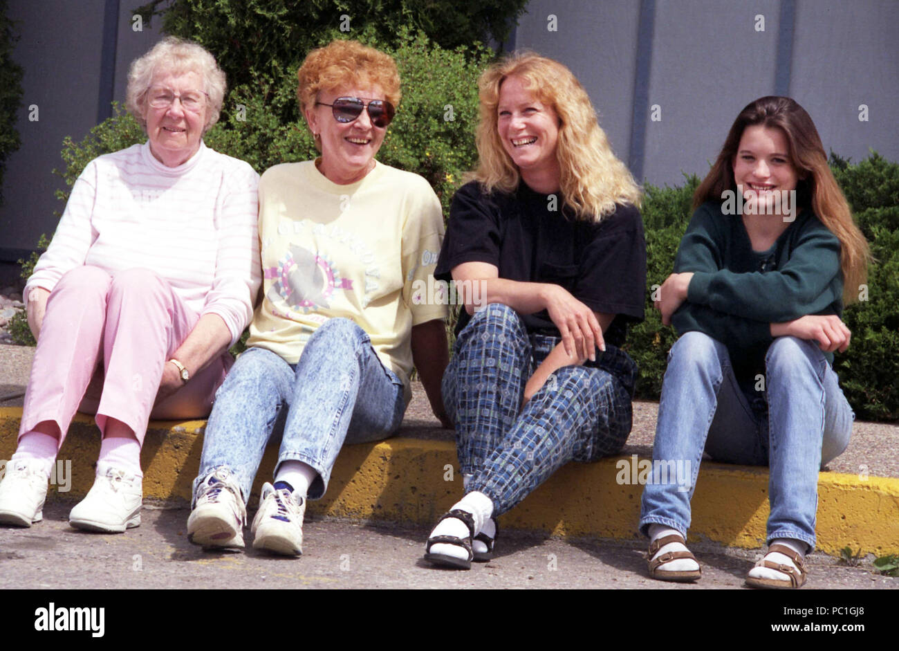 Four generations of one family in U.S.A., approx. 1995 Stock Photo - Alamy