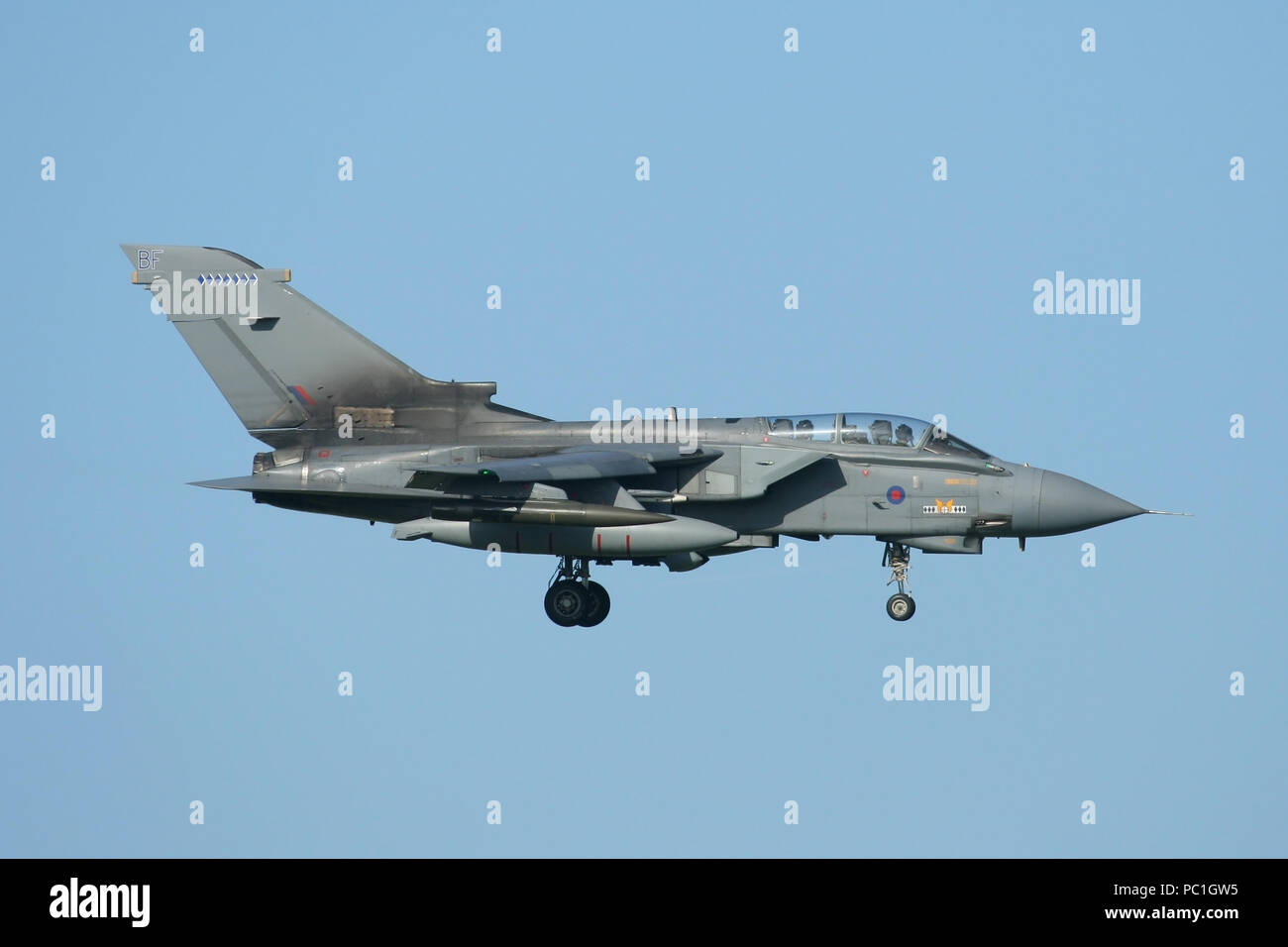 Royal Air Force Tornado from 14 Squadron on approach into RAF Marham ...