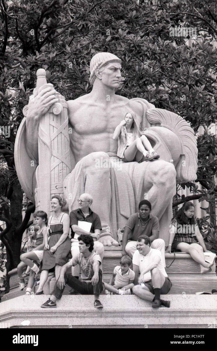 People watching the 4th of July parade in Washington DC, 1982, in front ...