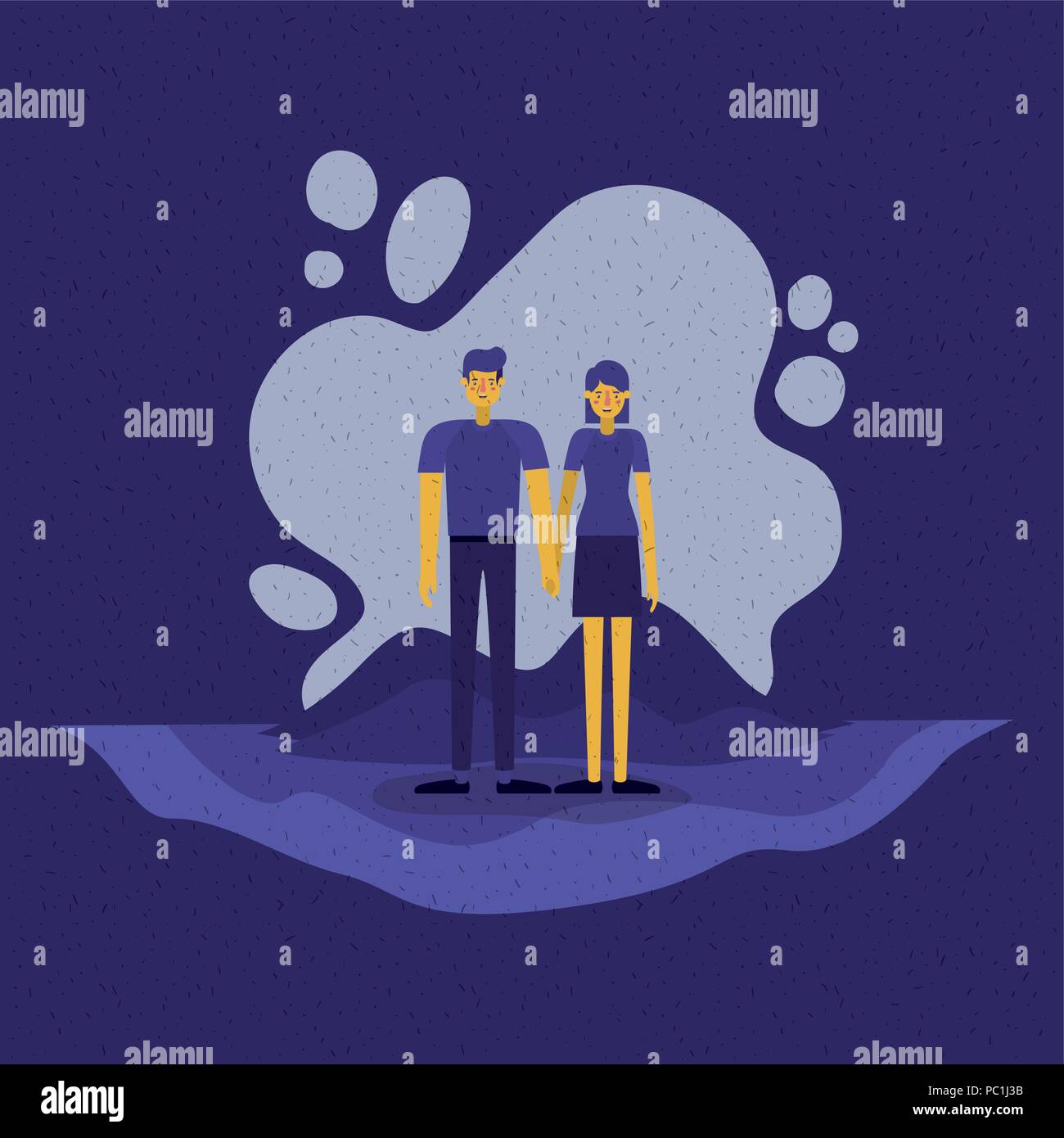 young couple outside scene avatars characters Stock Vector Image & Art ...
