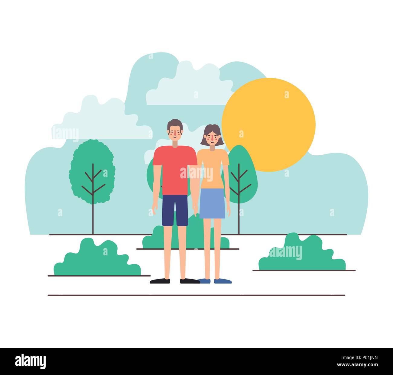 young couple outside scene avatars characters Stock Vector Image & Art ...