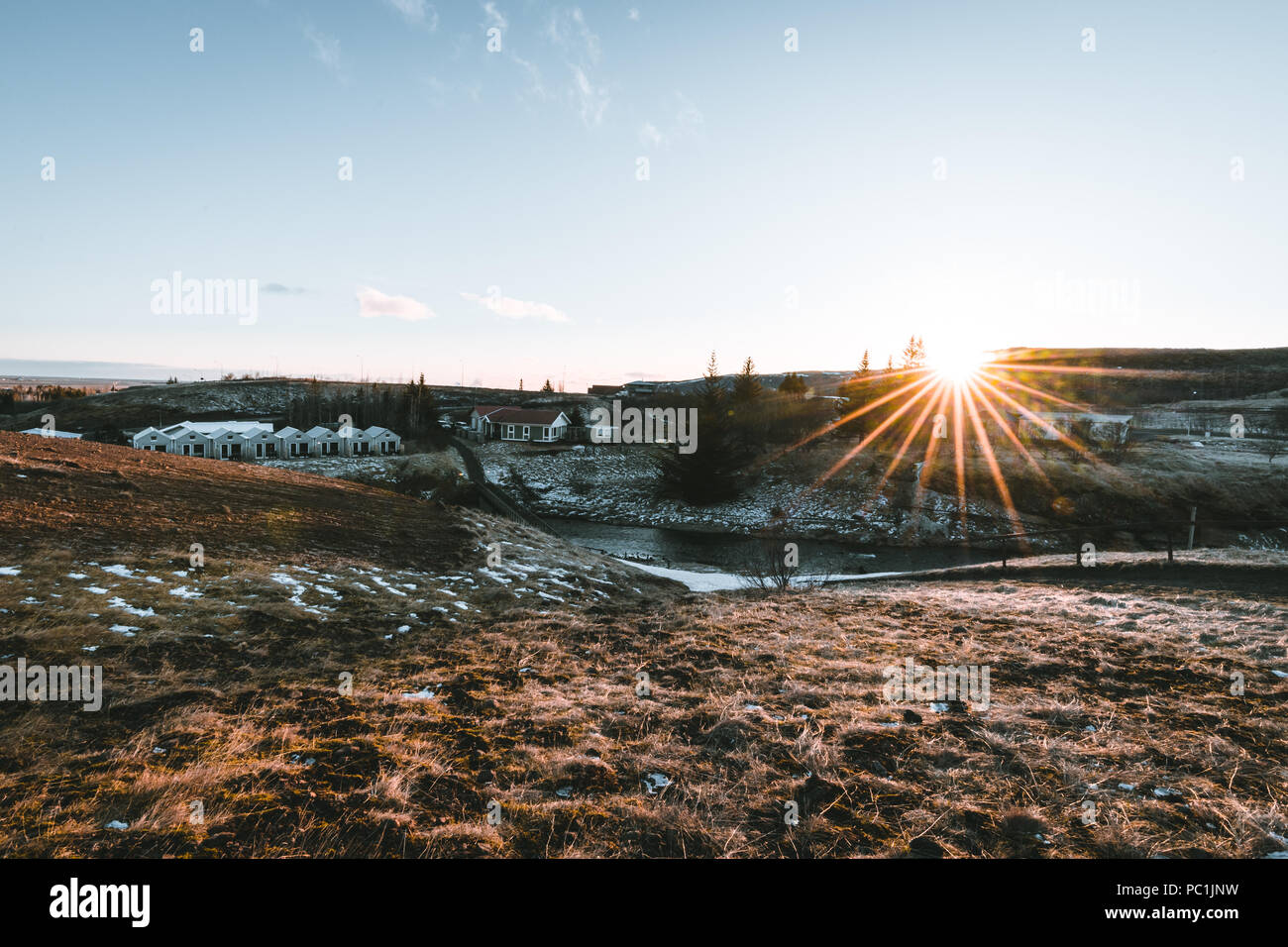 Boiling water and mud in the geothermal area Reykjadalur valley in ...