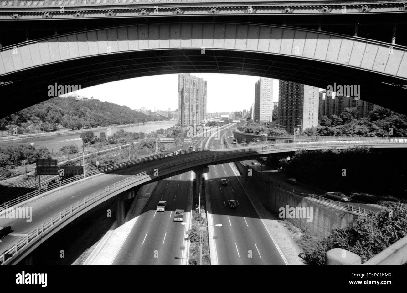 Overlapping bridges in Bronx, New York, 1982 Stock Photo - Alamy