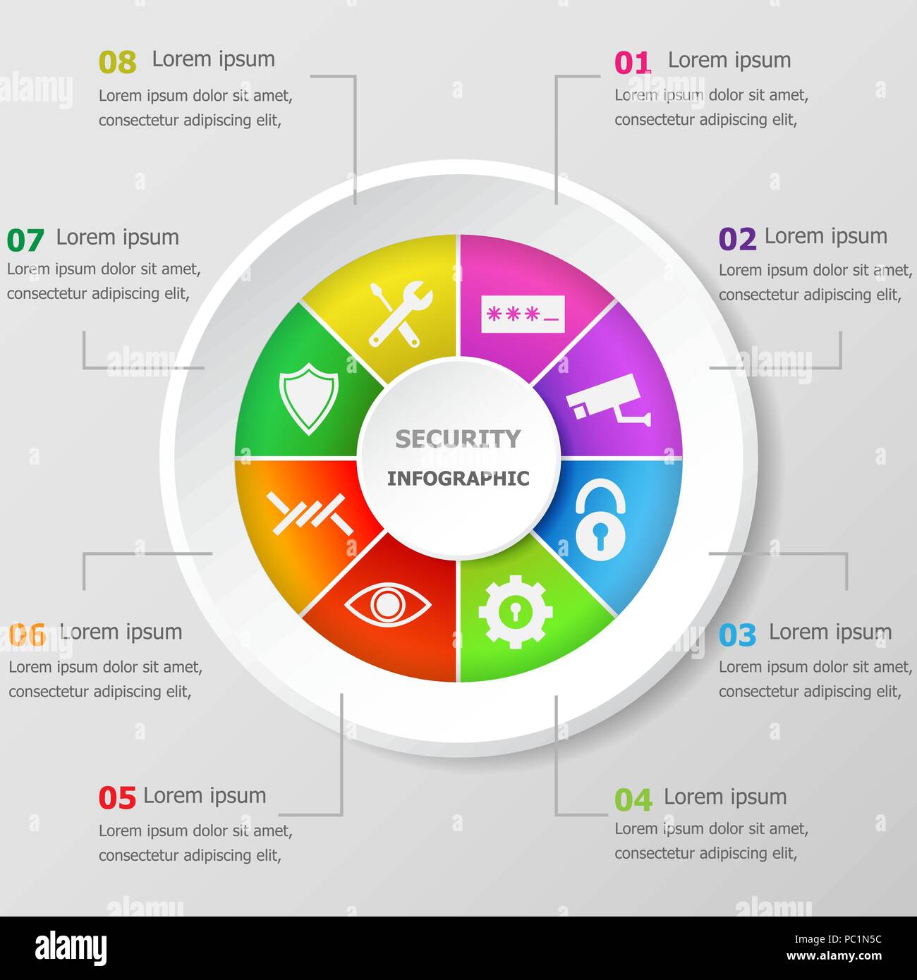 Infographic design template with security icons, stock vector Stock ...