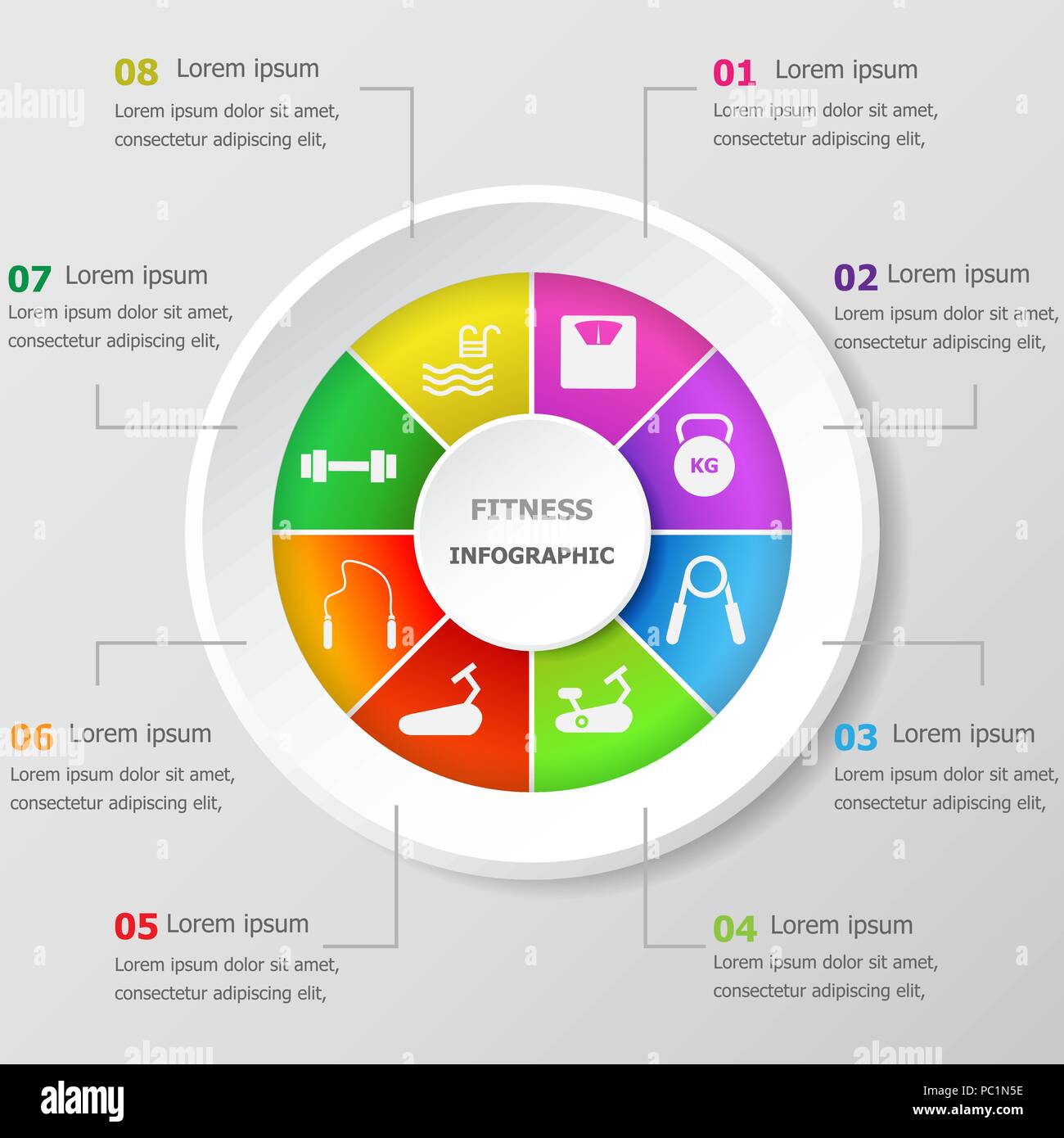 Infographic design template with fitness icons, stock vector Stock ...