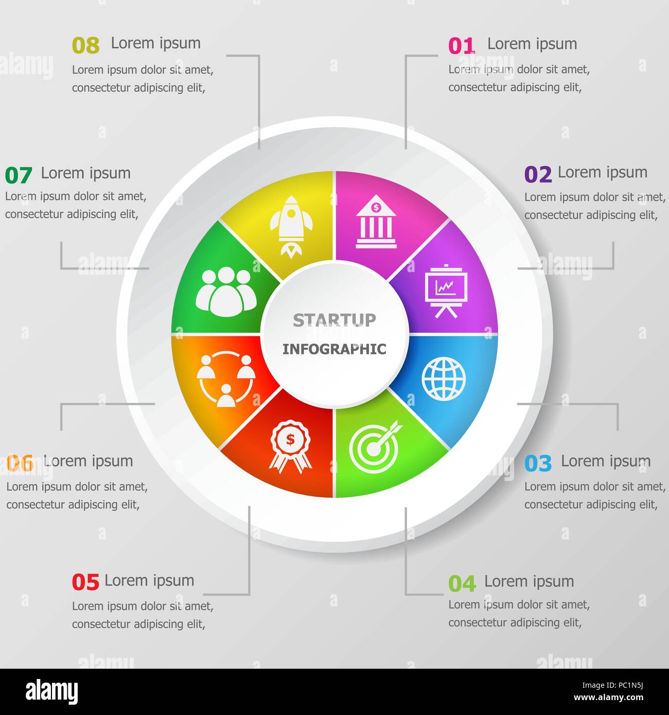 Infographic design template with startup icons, stock vector Stock ...