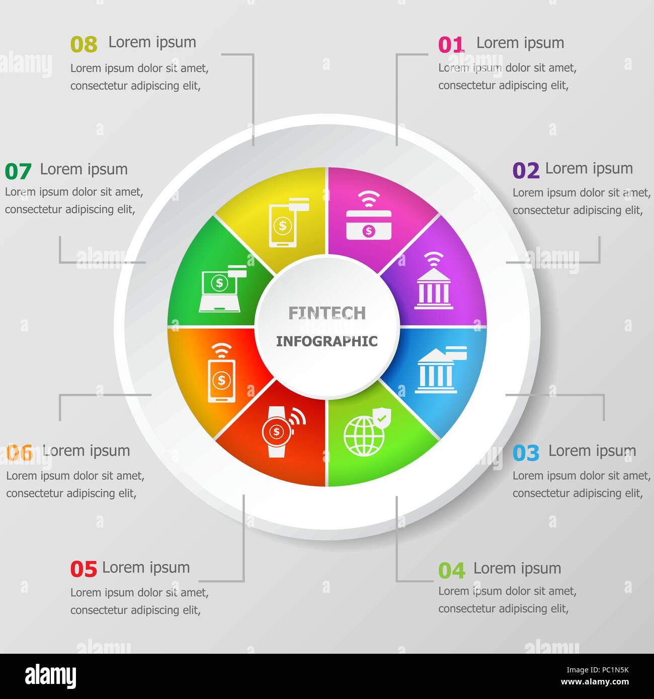 Infographic design template with fintech icons, stock vector Stock ...