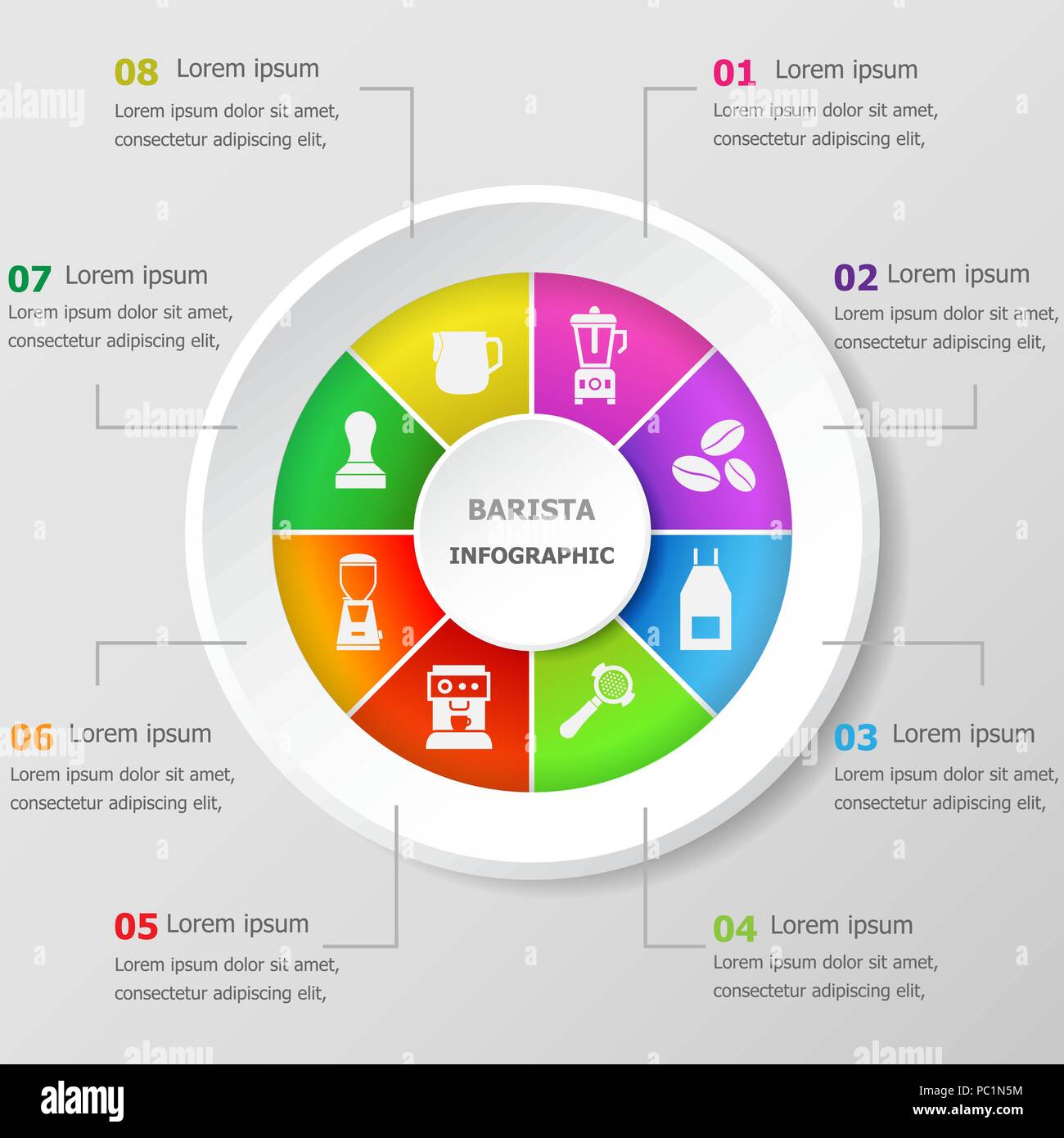 Infographic design template with barista icons, stock vector Stock ...