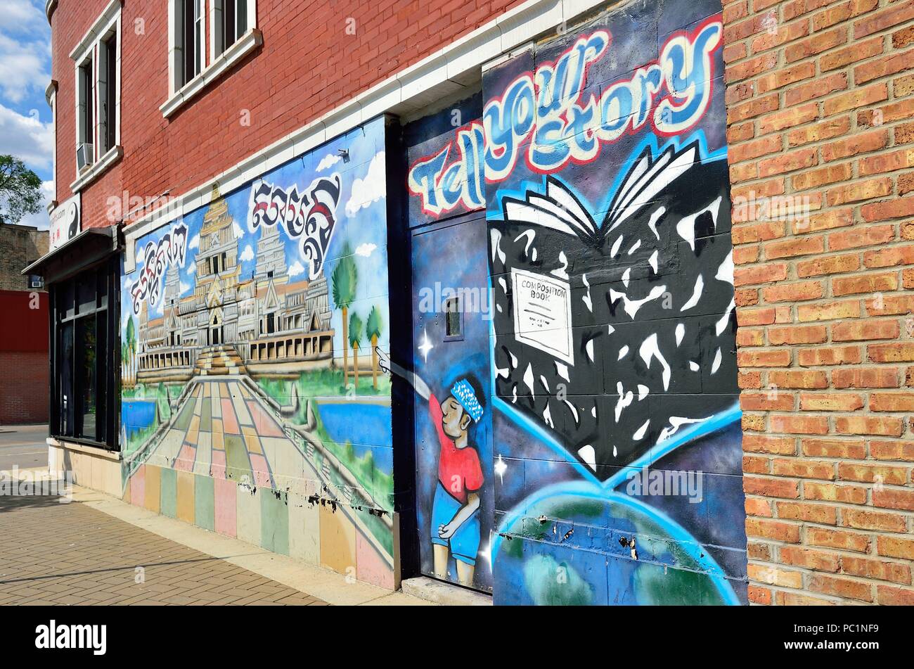 Chicago, Illinois, USA. Argyle Street in the Uptown neighborhood on ...
