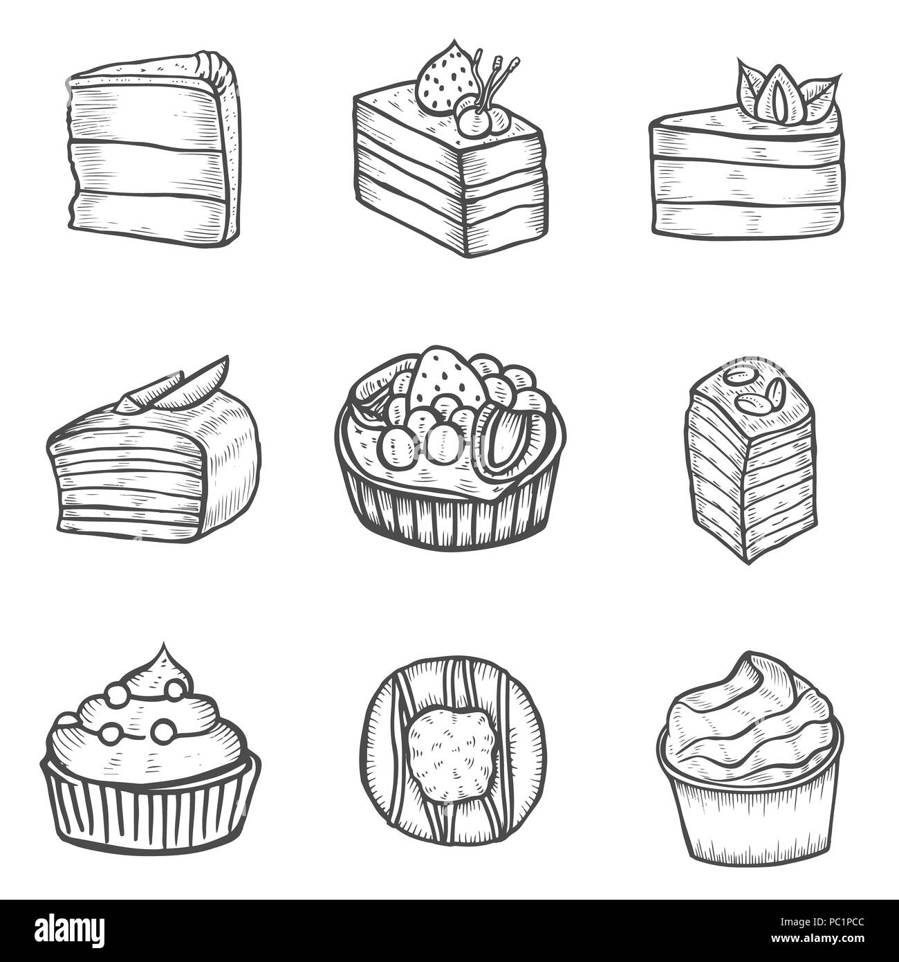 Hand drawing cake shop cakes hi-res stock photography and images - Alamy