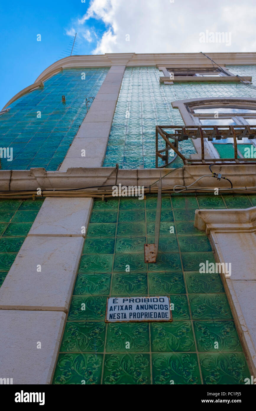 Green tiled building, Praça Luís de Camões, Lagos, Algarve, Portugal ...