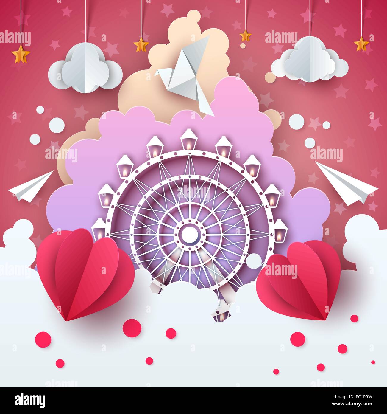 Ferris wheel in cloud - cartoon illustration Stock Vector Image & Art ...