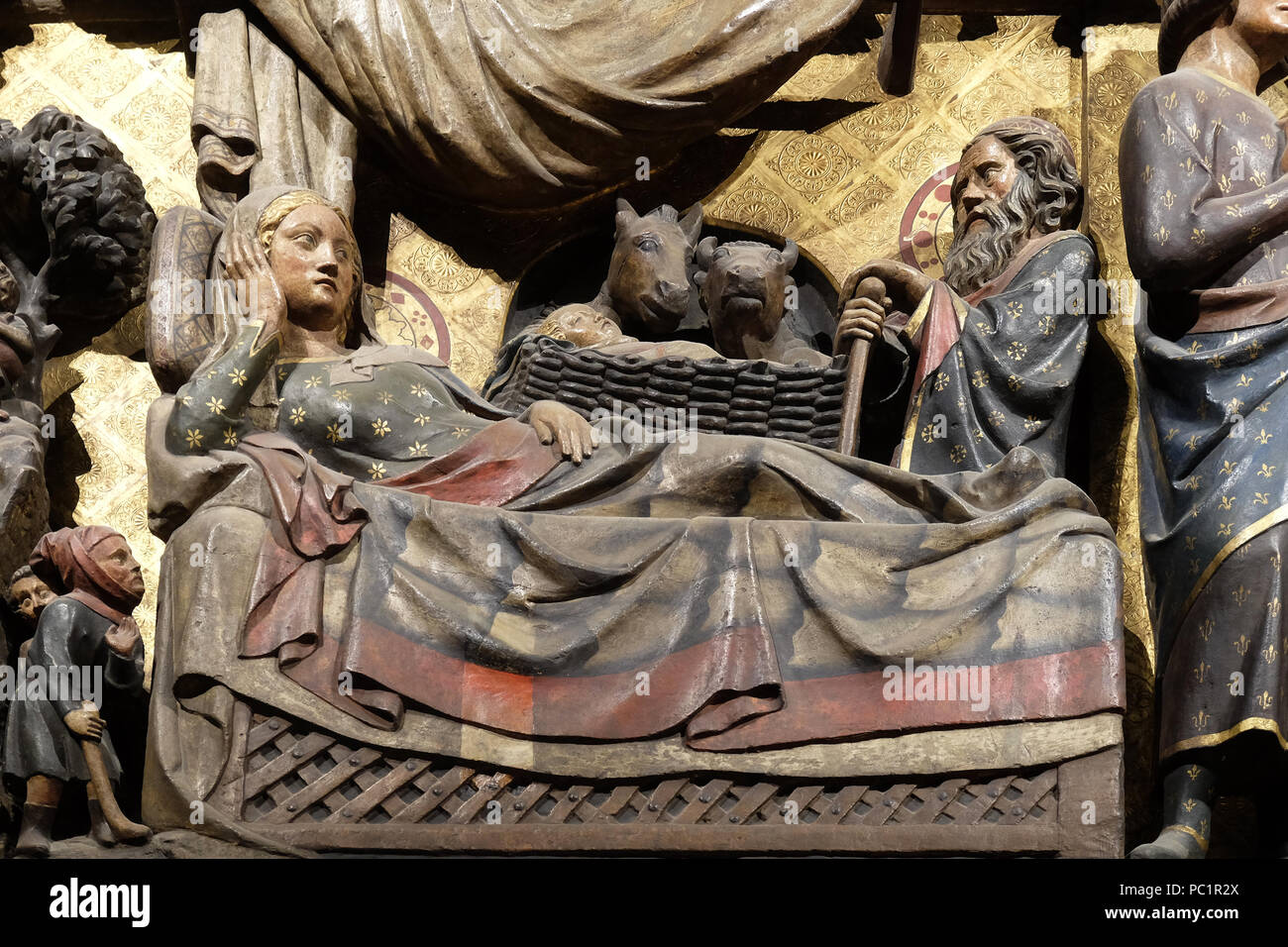 Intricately carved and painted frieze inside Notre Dame Cathedral ...