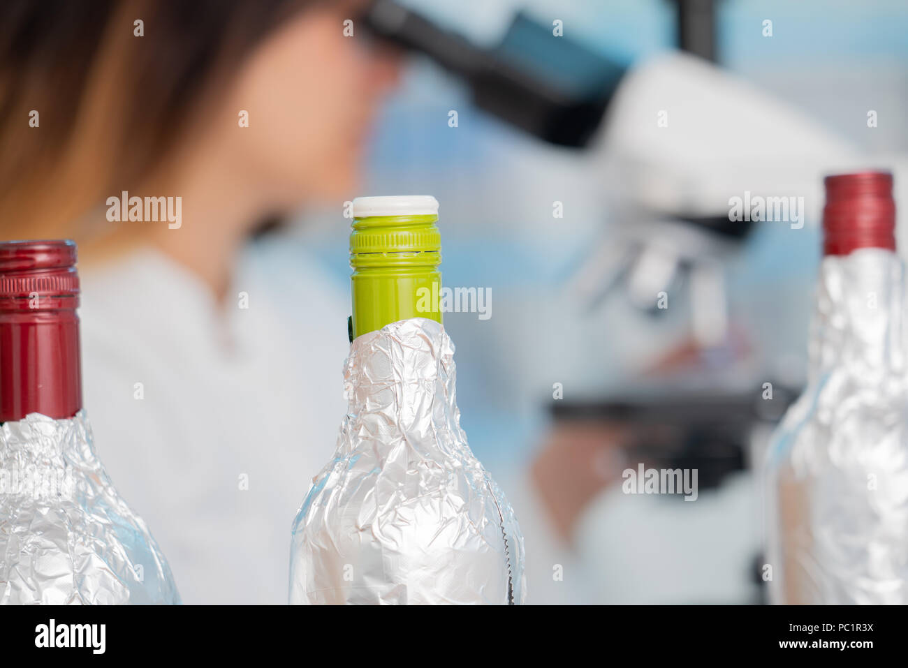 bottle of wine in the quality control laboratory Stock Photo - Alamy