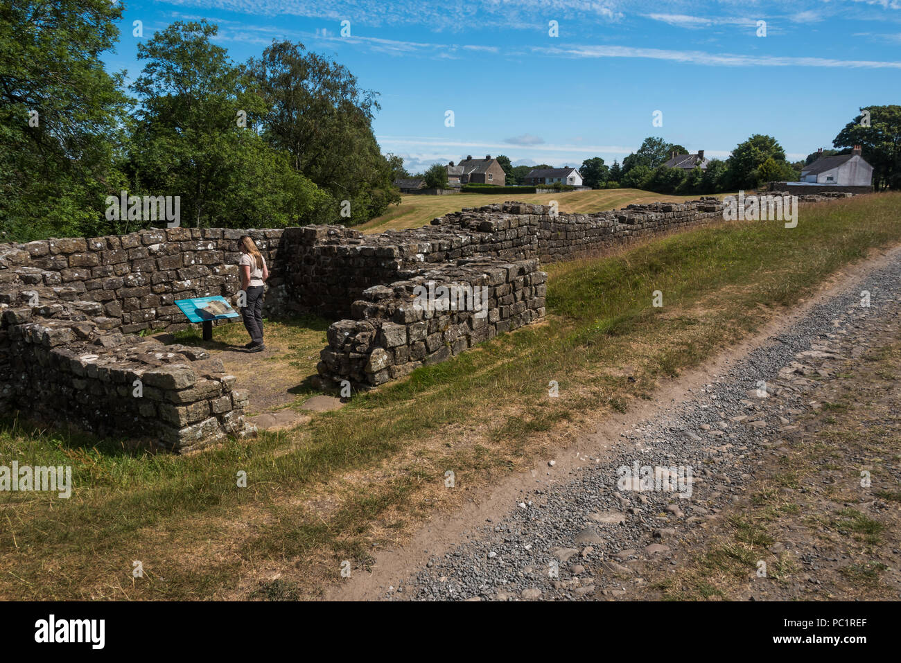 stone wall Hadrian's Wall in england great britain Stock Photo - Alamy