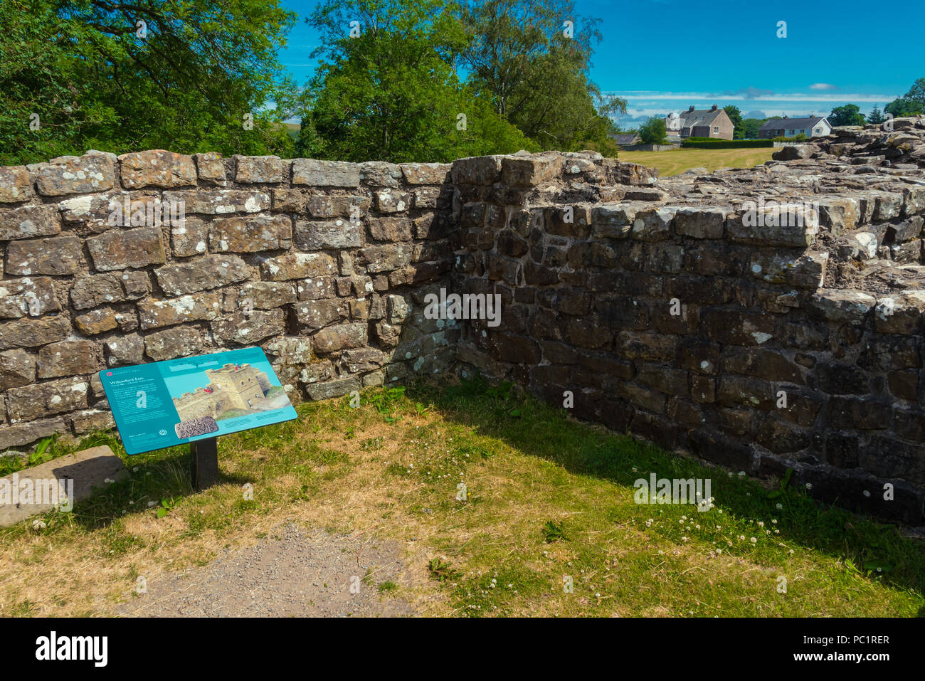 stone wall Hadrian's Wall in england great britain Stock Photo - Alamy