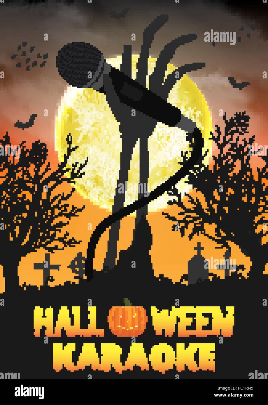 halloween zombie singing party in night graveyard Stock Vector Image ...