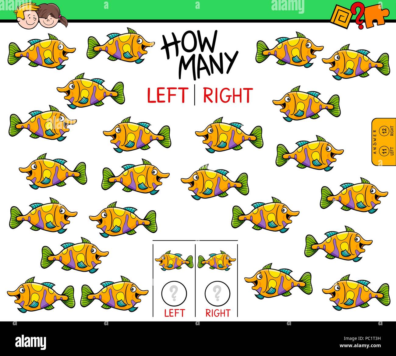 Cartoon Illustration of Educational Game of Counting Left and Right ...