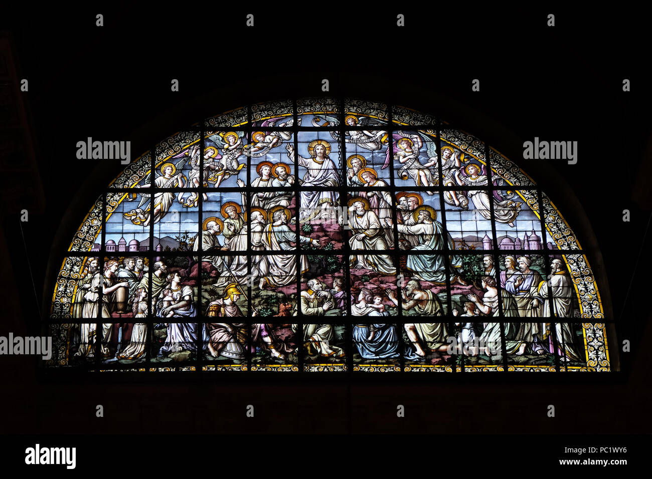 Jesus in glory and the apostles by Edouard Amedee Didron, stained glass ...