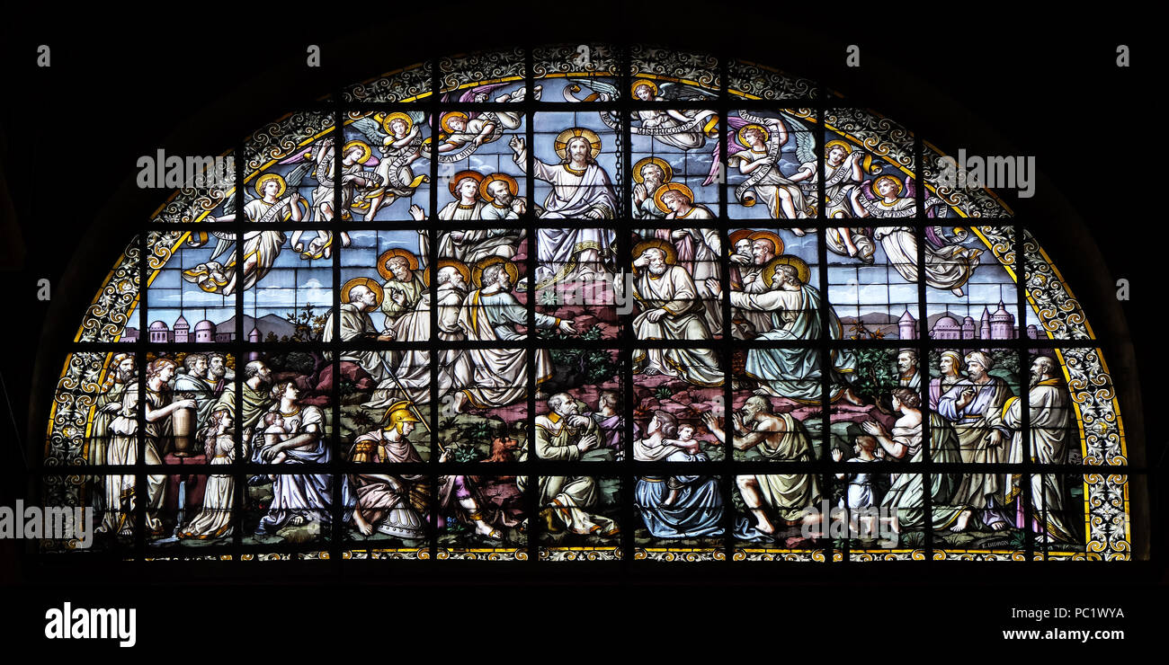 Jesus in glory and the apostles by Edouard Amedee Didron, stained glass ...