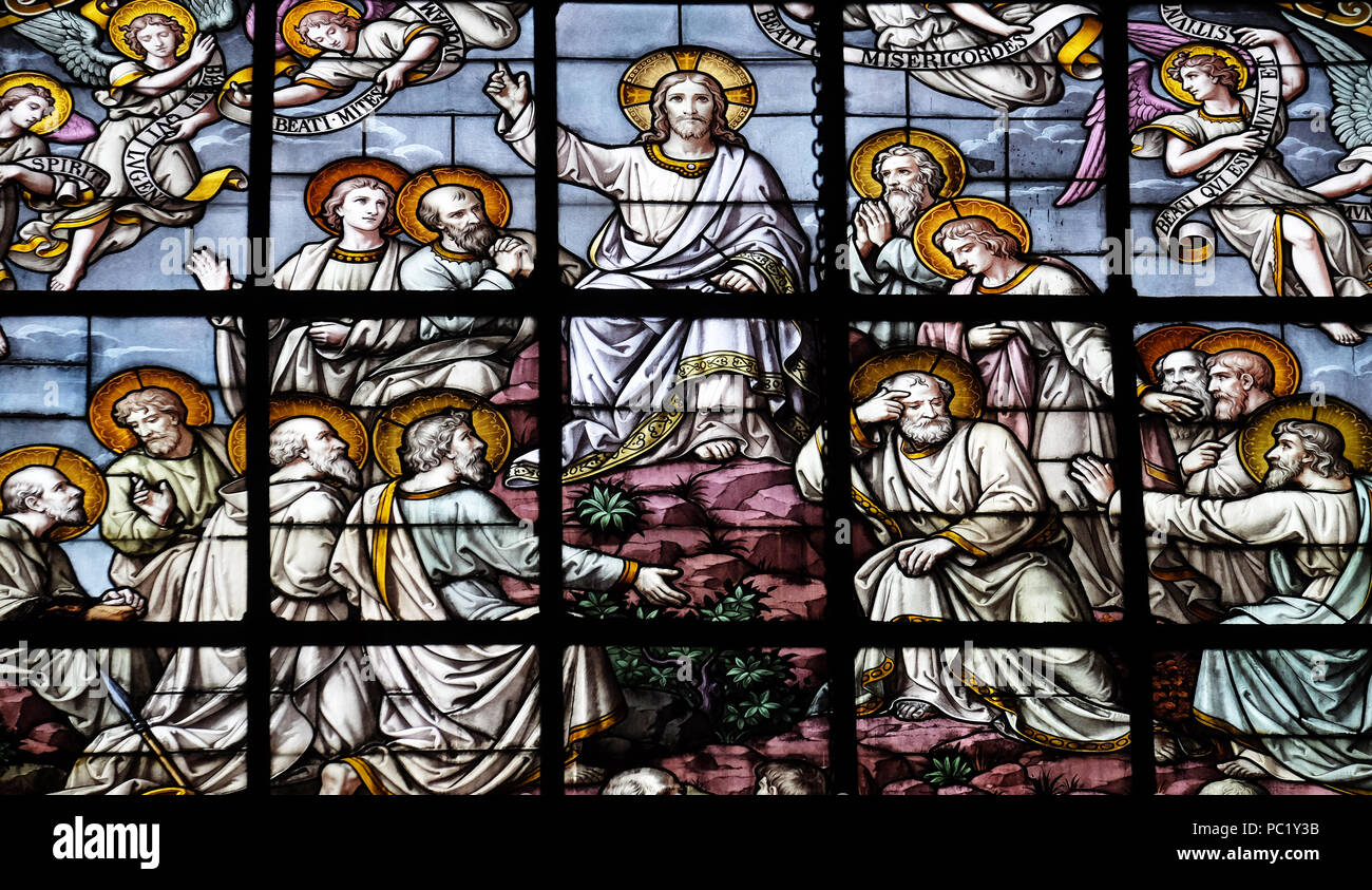 Jesus in glory and the apostles by Edouard Amedee Didron, stained glass ...