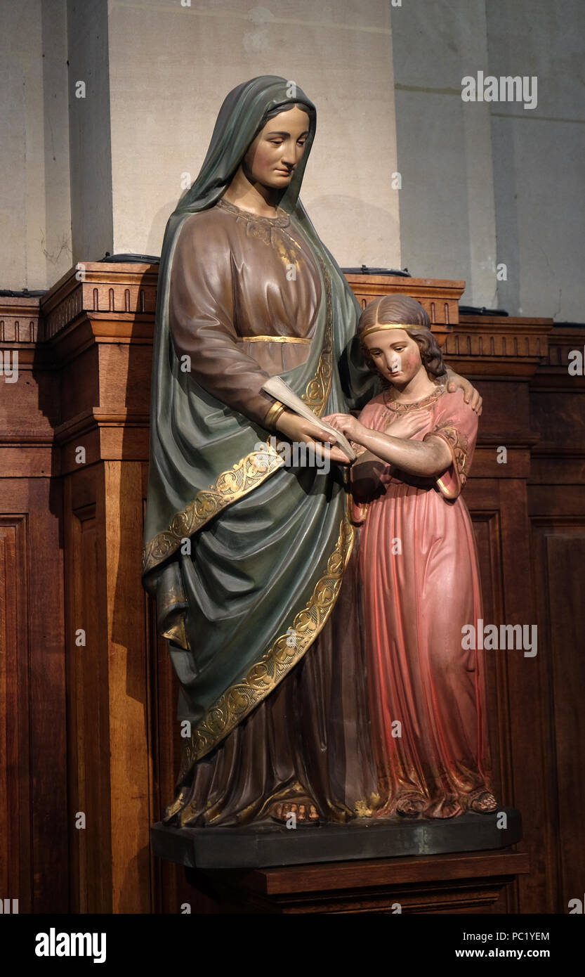 Statue of Saint Anne and Virgin Mary by Peaucelle Coquet, 19th century ...