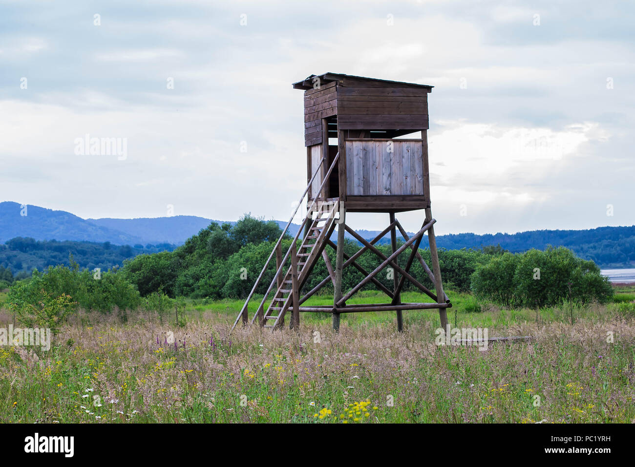 Wooden watchtower by the Vlasina lake Stock Photo - Alamy
