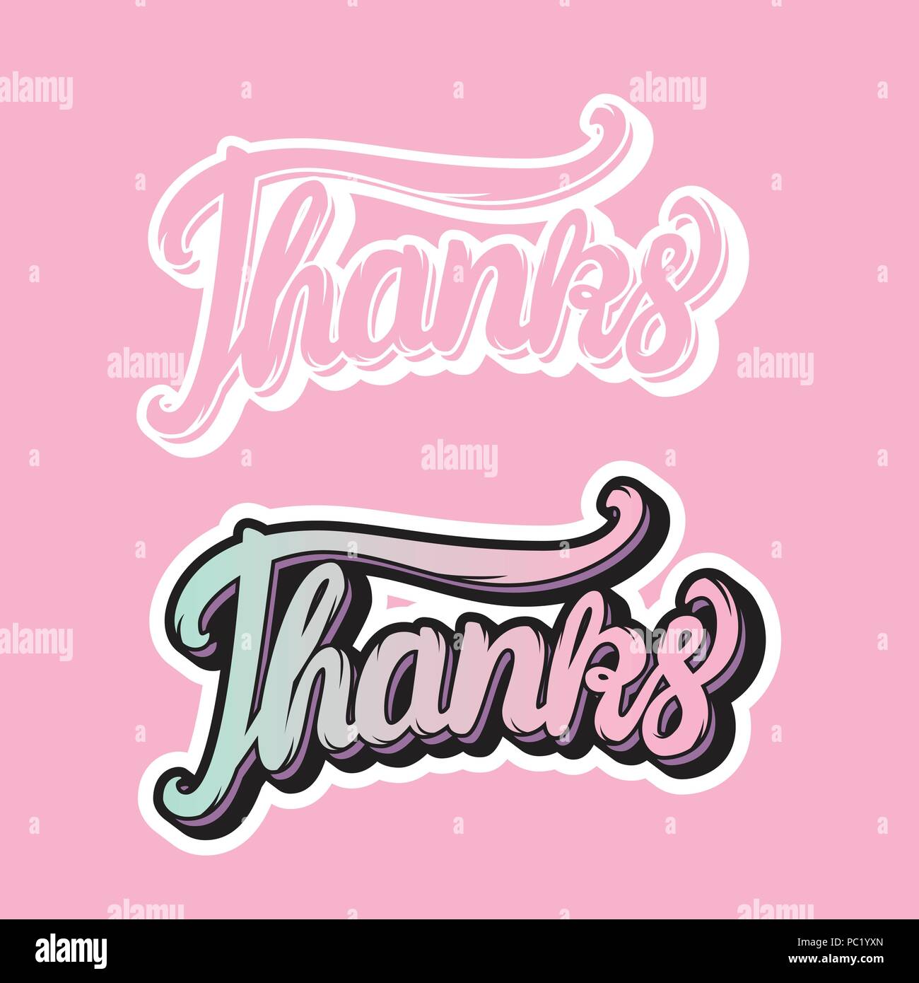 Vector Thanks hand lettering inscription stickers Stock Vector Image ...