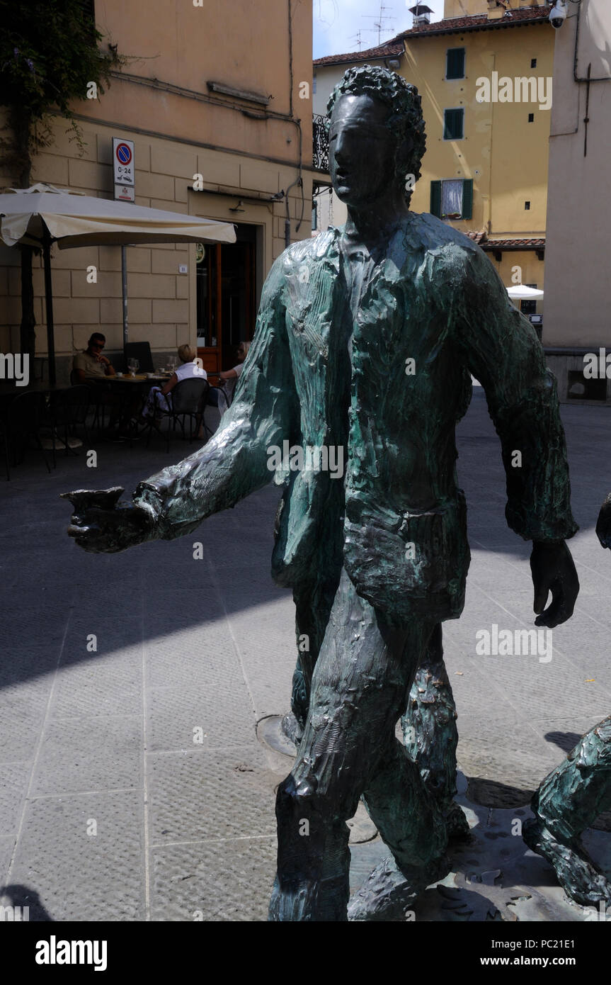 Part of the bronze 'Giro del Sole' (1994) by local artist Roberto Barni ...