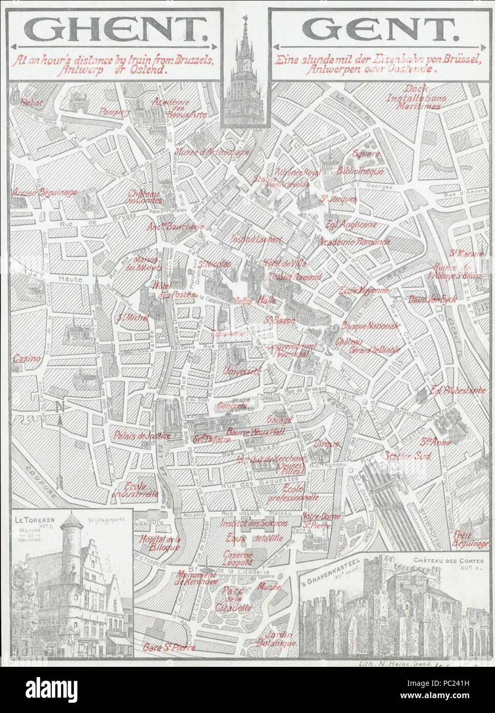 393 Map of Ghent by Nicholas Heins Stock Photo - Alamy