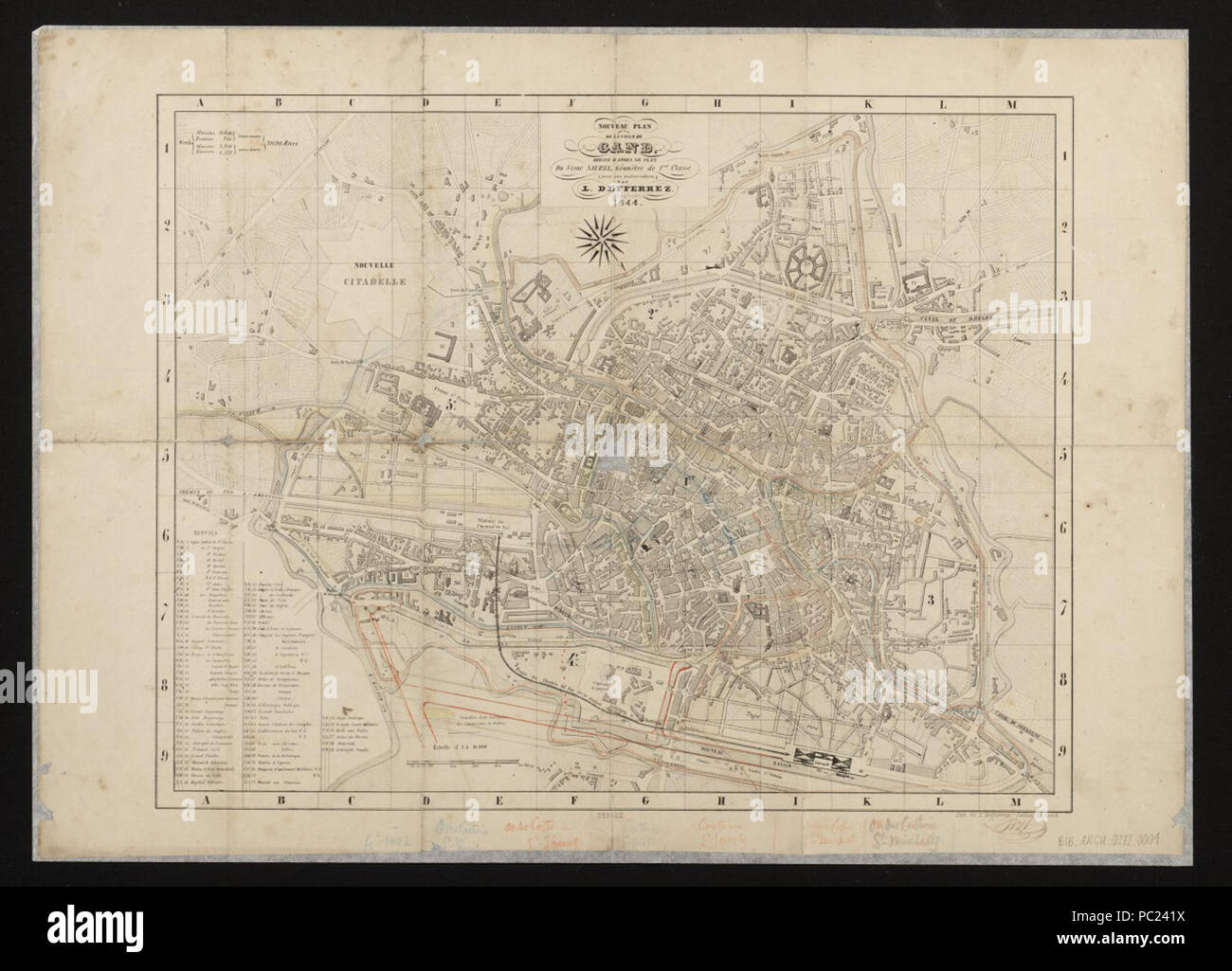 393 Map of Ghent by Saurel, Deferrez Stock Photo - Alamy