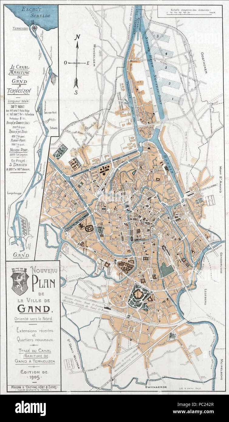 393 Map of Ghent, 1905 Stock Photo - Alamy