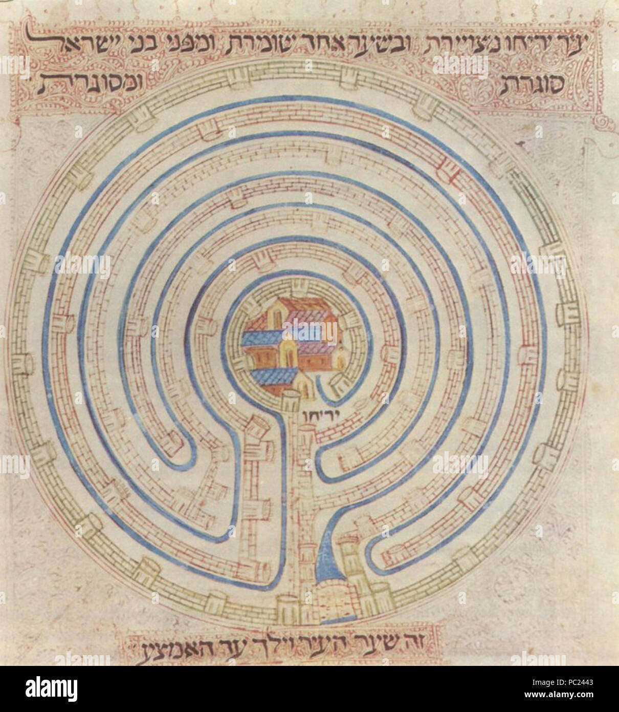 393 Map of Jericho in 14c Farhi Bible by Elisha ben Avraham Crescas ...