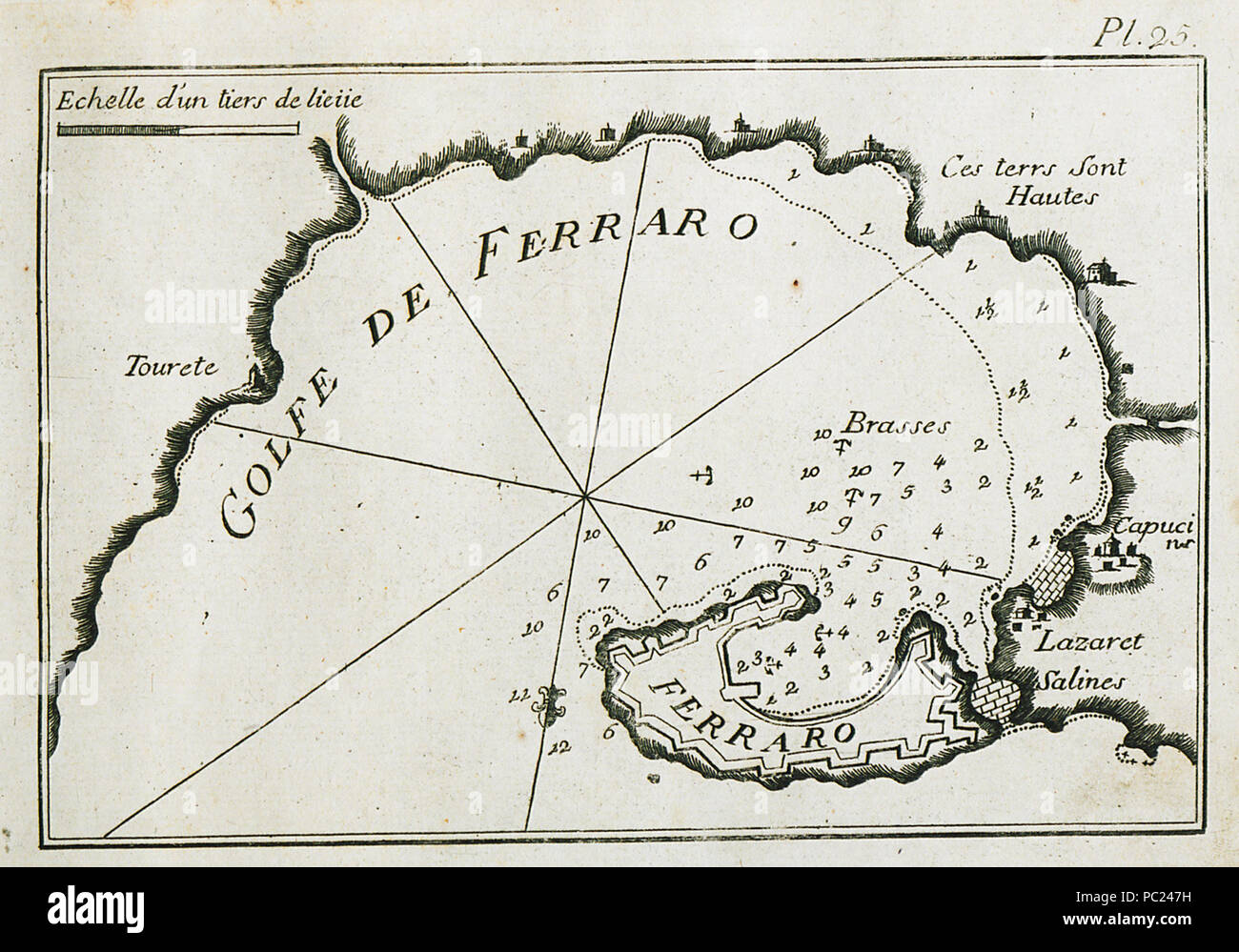 394 Map of the bay and port of Portoferraio near Livorno - Roux Joseph ...