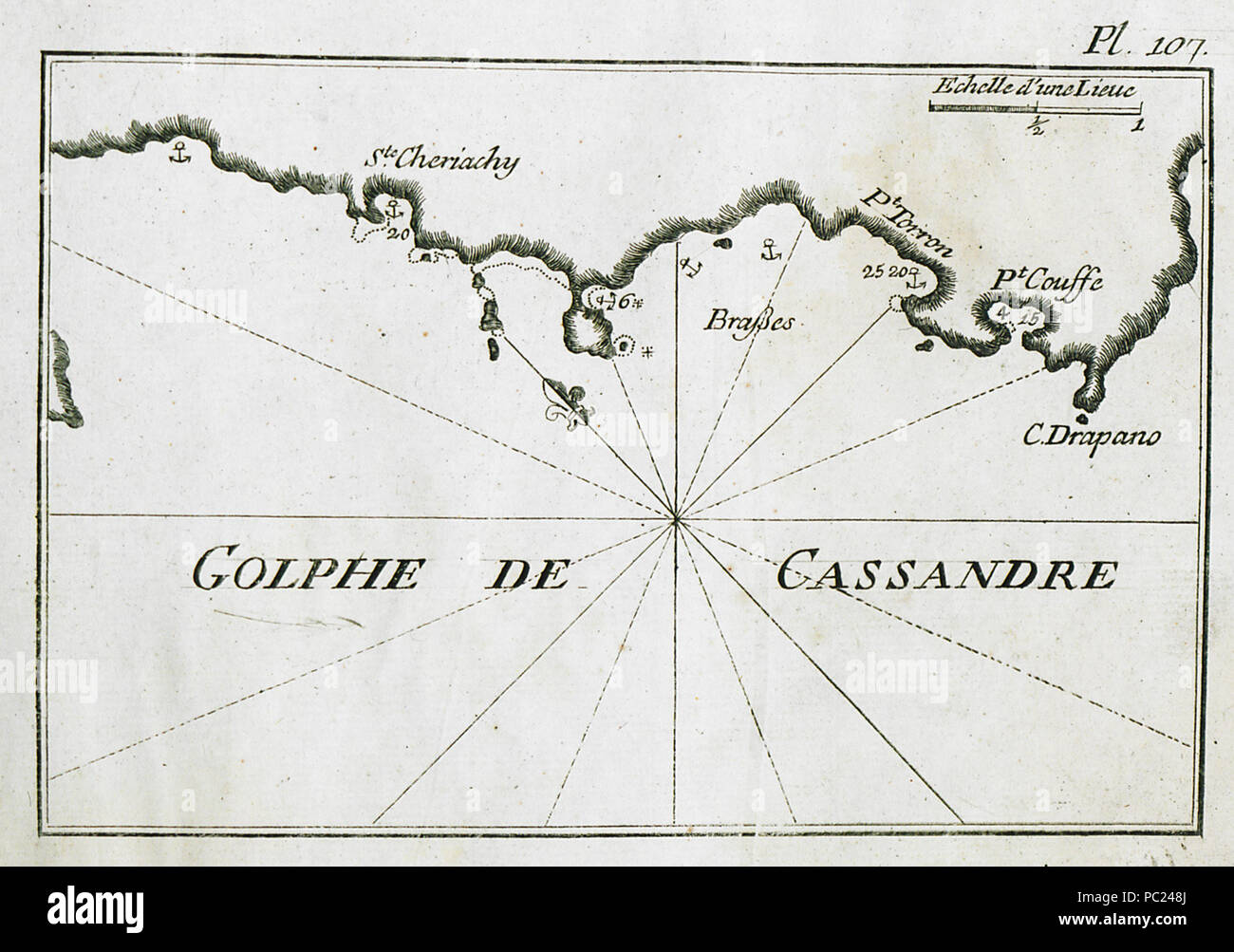 394 Map of the bay of Toroneos and of Cassandra peninsula in Chalkidiki ...